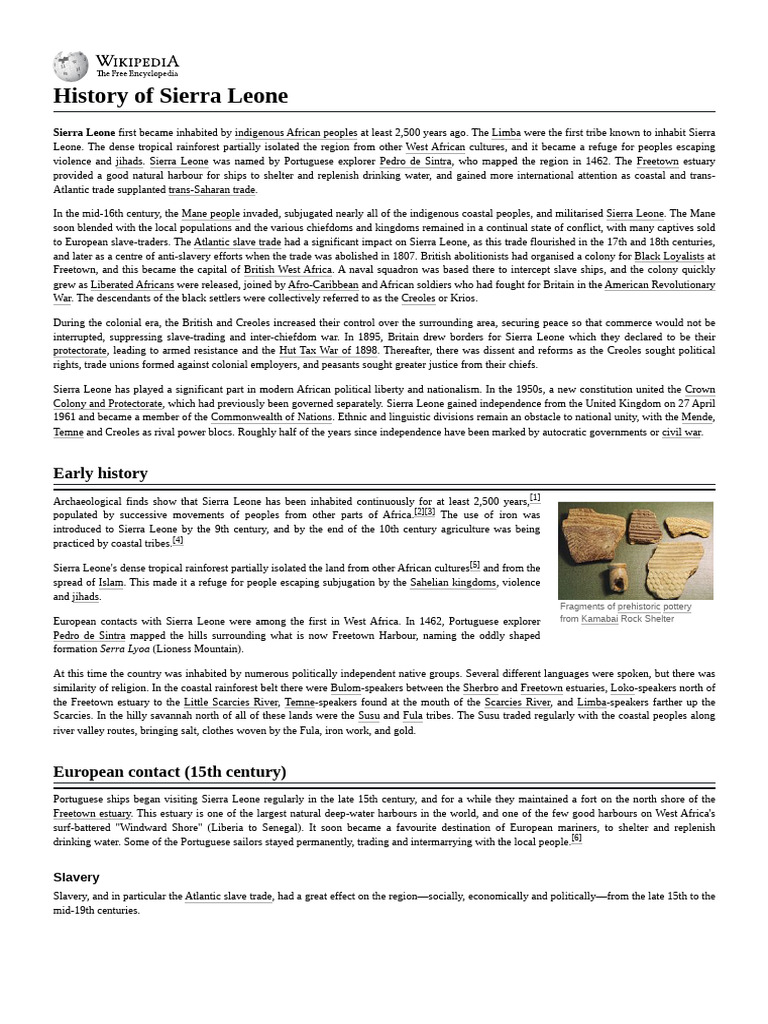 History of Sierra Leone | PDF | Atlantic Slave Trade | Sierra Leone