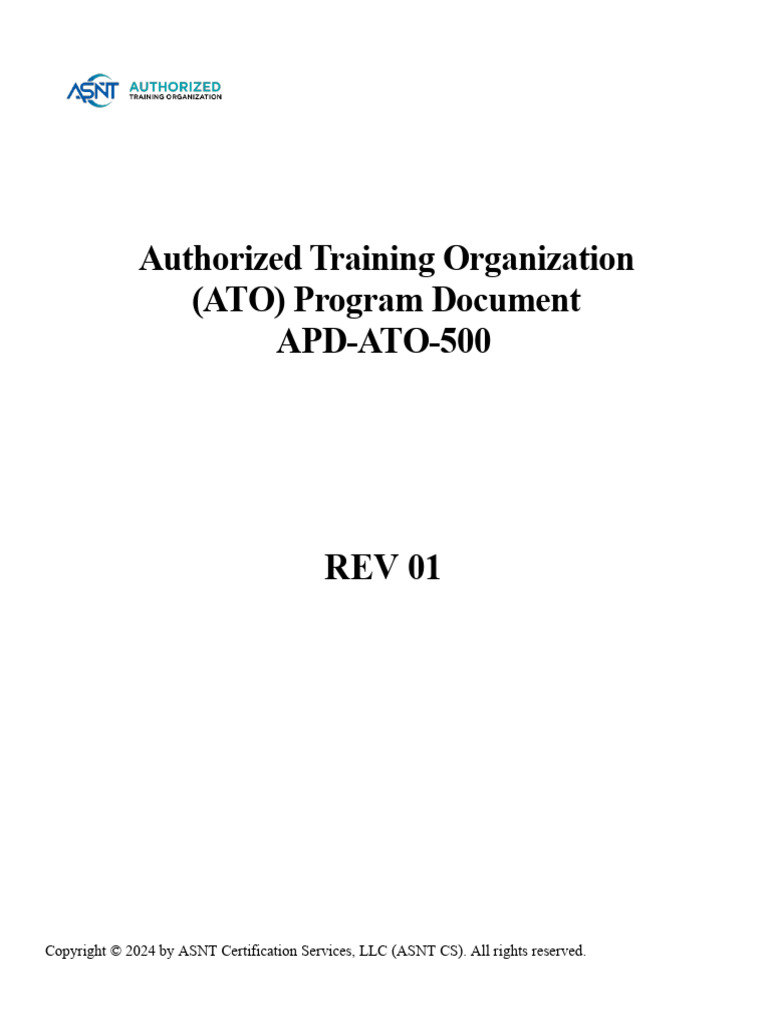 APD-ATO-500 Authorized Training Organization (ATO) Program Document Rev ...