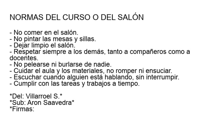 Normas Del Salón | PDF