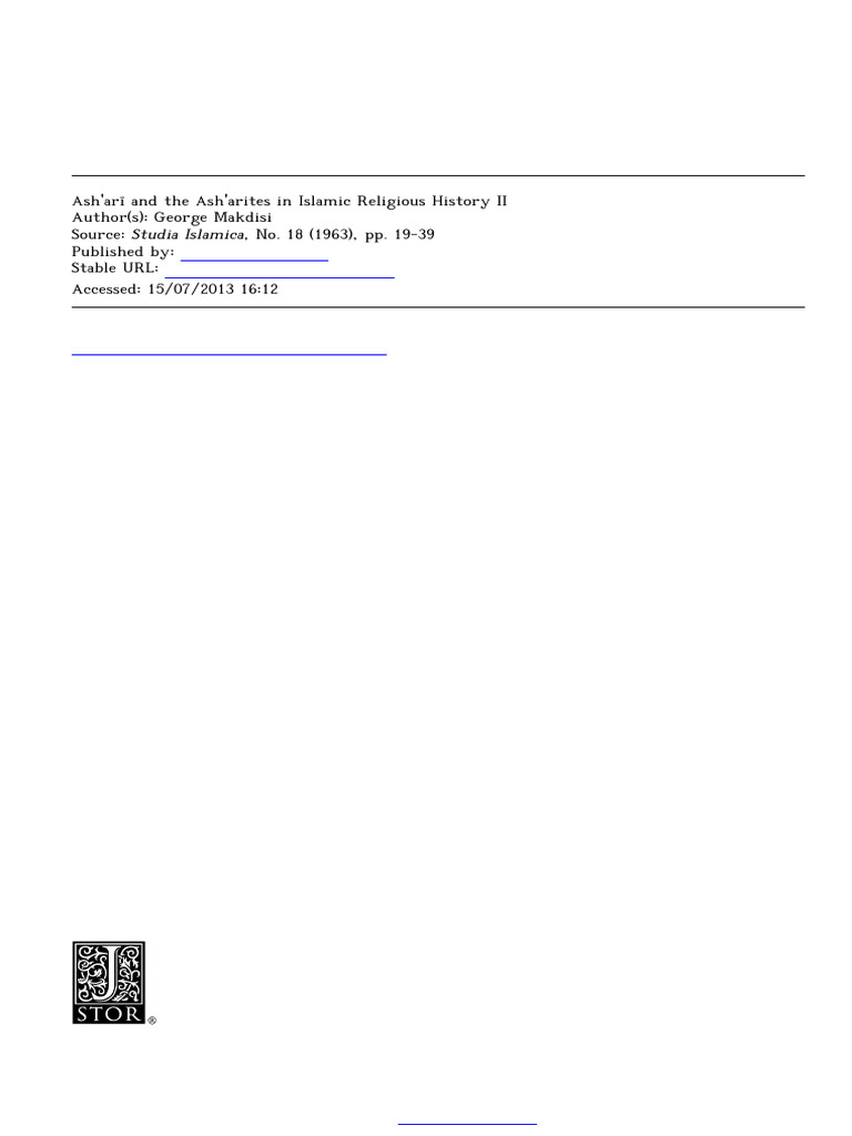 Ash'arī's Role in Islamic Theology | PDF | Sunni Islam | Abrahamic ...