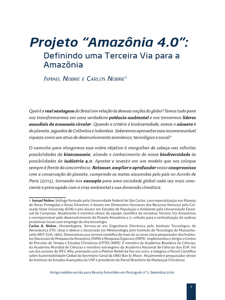 Amazônia 4.0: Desenvolvimento Sustentável | PDF | Floresta Amazônica ...