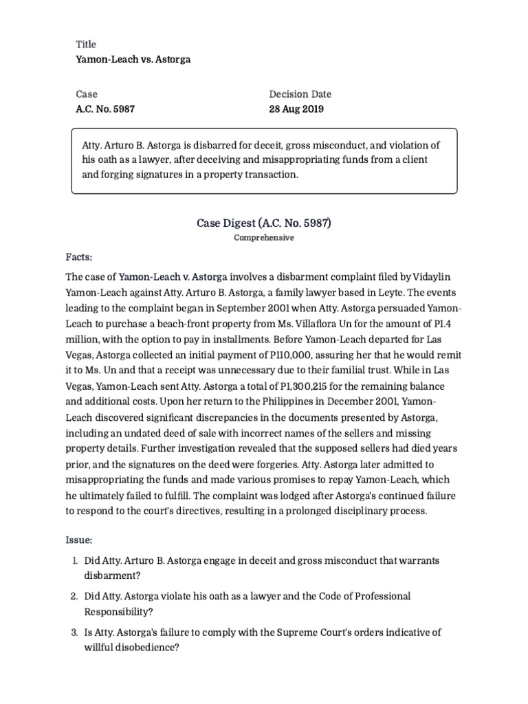Disbarment of Atty. Astorga for Misconduct | PDF | Disbarment | Lawyer