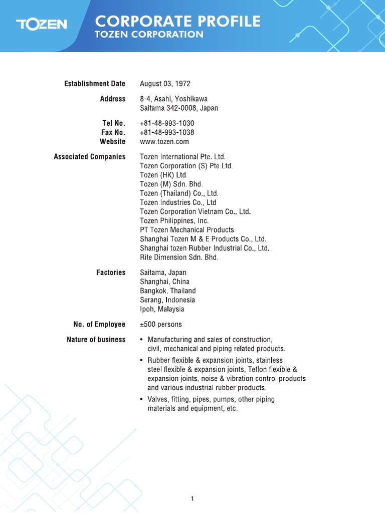Catalog Tozen Valve-4 Corporate Profile | PDF