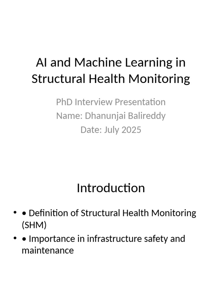 AI ML in SHM PHD Presentation | PDF
