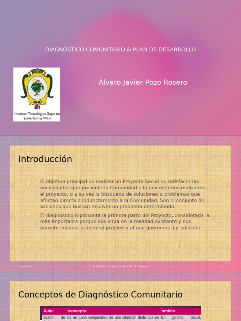 Diapositivas DESARROLLO COMUNITARIO | PDF