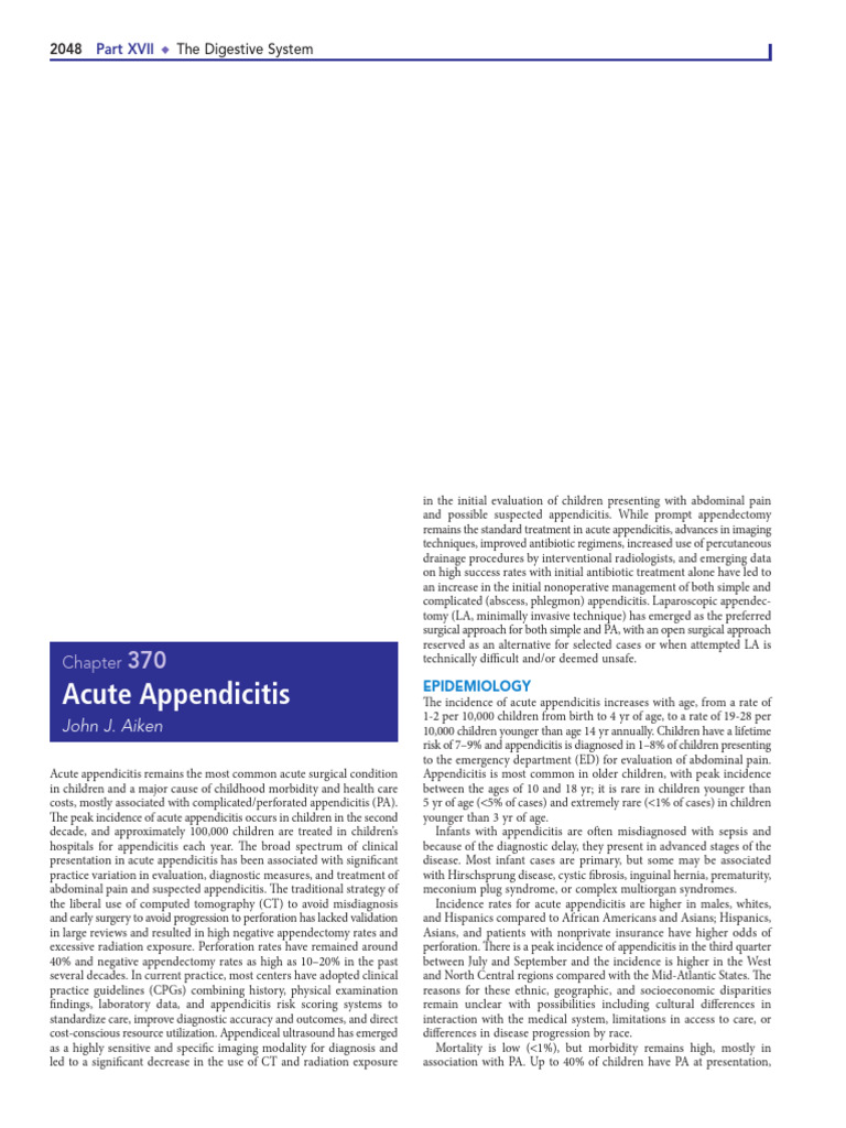 Acute Appendicitis: The Digestive System | PDF | Gastroenterology ...