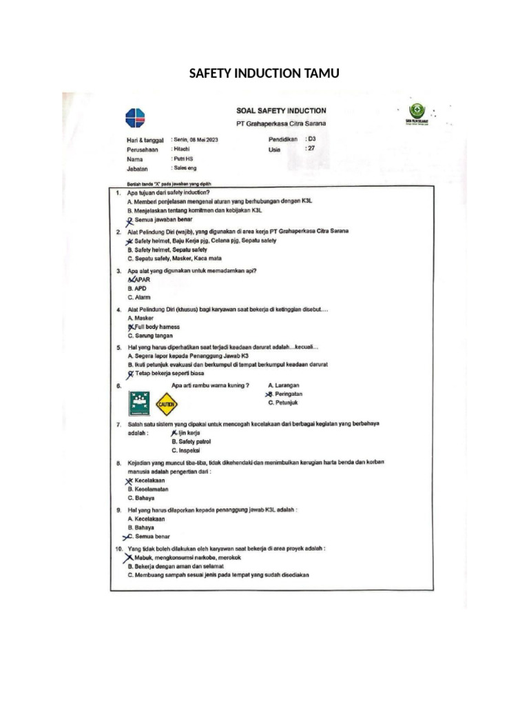 Safety Induction Tamu | PDF