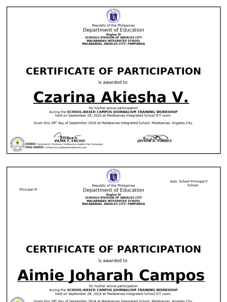 Elem-Certificate of Participation | PDF