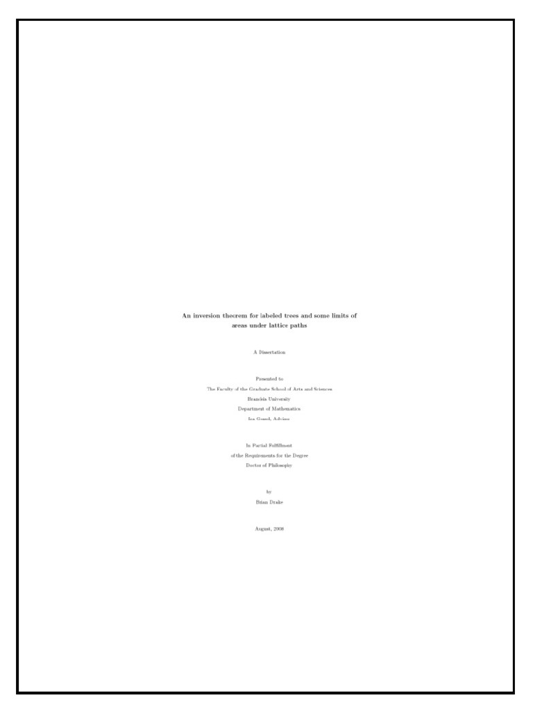 An Inversion Theorem For Labeled Trees and Some Limits of Areas Under Lattice Paths PHD Thesis ...