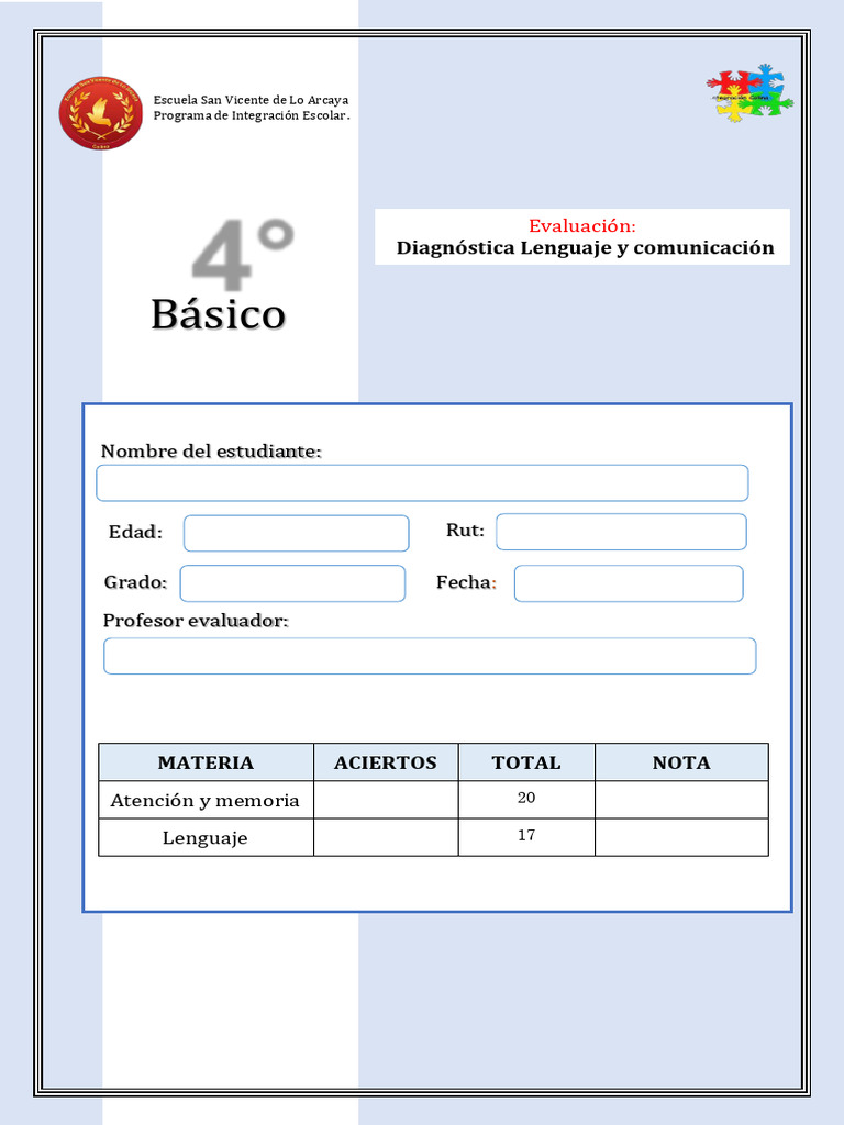 Evaluacion Diagnostica 4° Basico | PDF | Aprendizaje