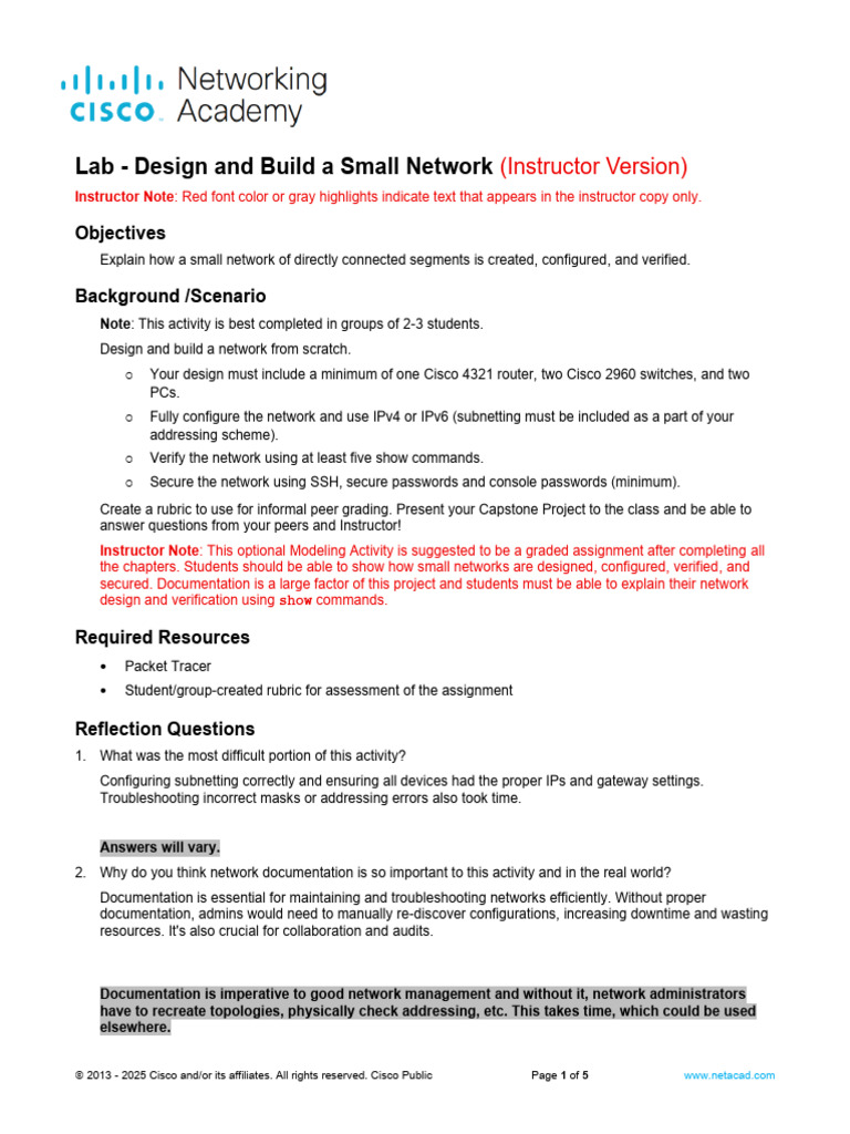 Build a Small Business Network Lab | PDF | Computer Network | Router ...