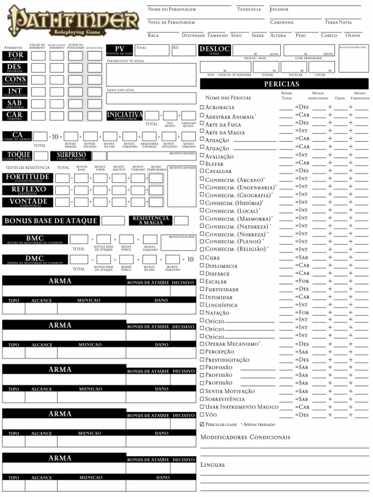 Ficha Pathfinder 2011 | PDF