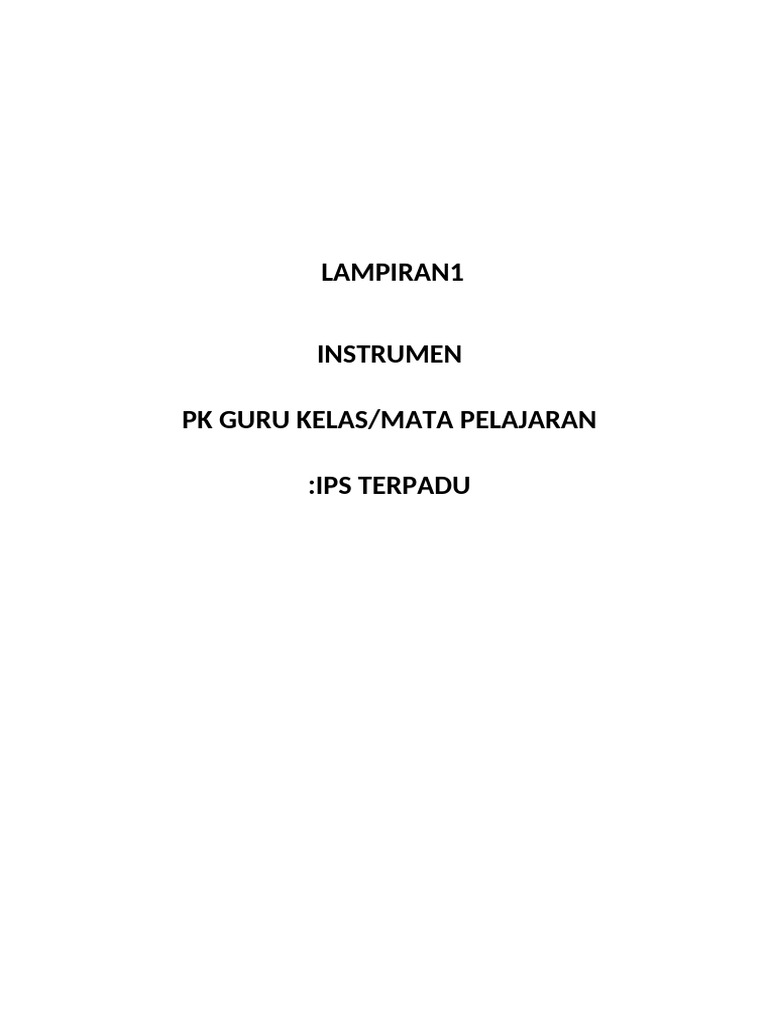 Instrumen PK Guru Kelas - Mata Pelajaran | PDF