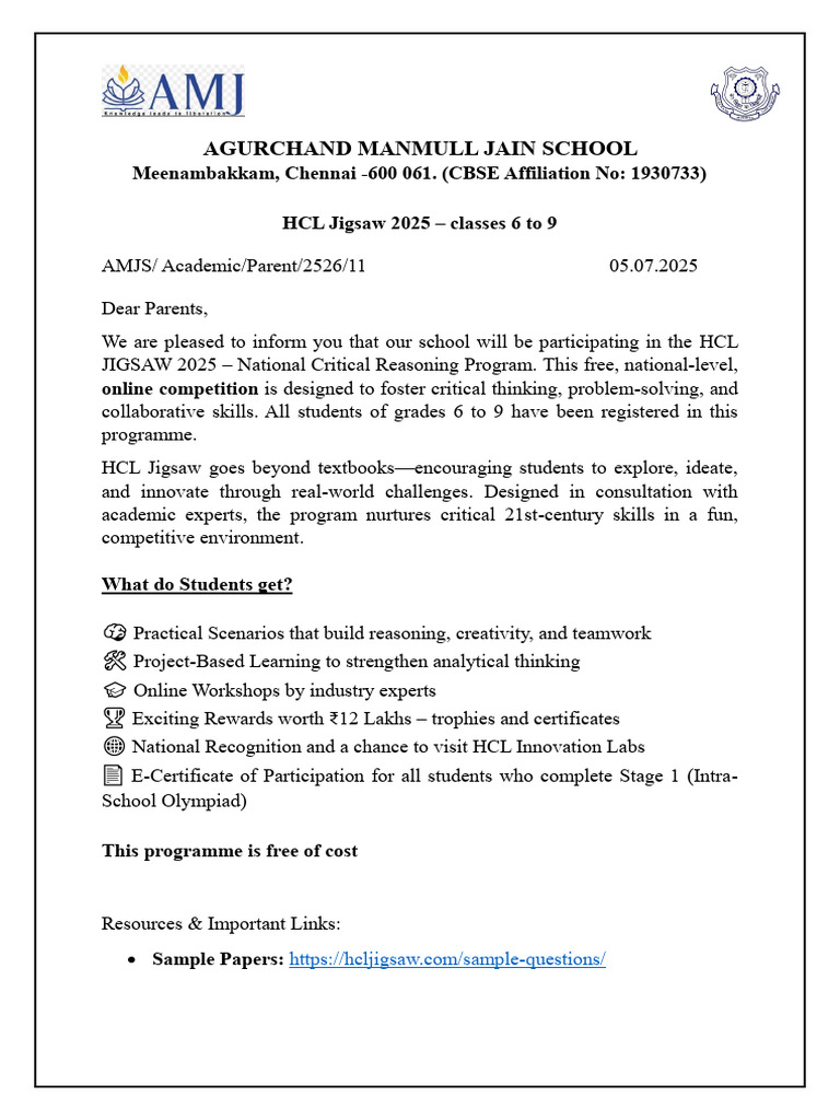 HCL Jigsaw 2025 | PDF | Critical Thinking | Cognition