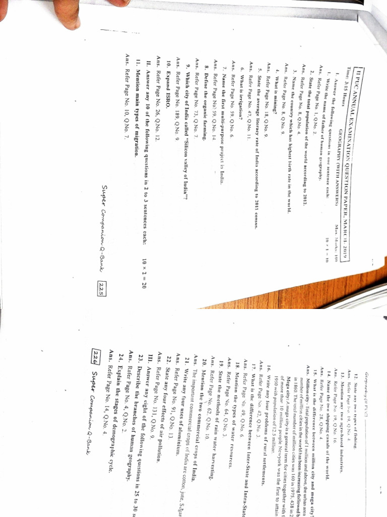 2puc Annual Exam Questions Paper | PDF