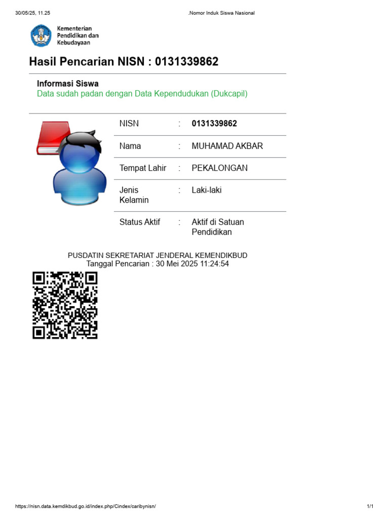 Nomor Induk Siswa Nasional Muhamad Akbar - Compressed | PDF