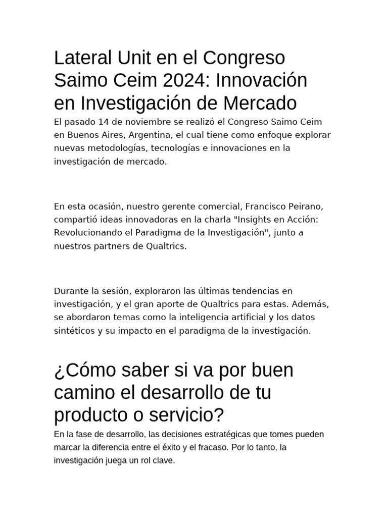 Lateral Unit en El Congreso Saimo Ceim 2024 | PDF