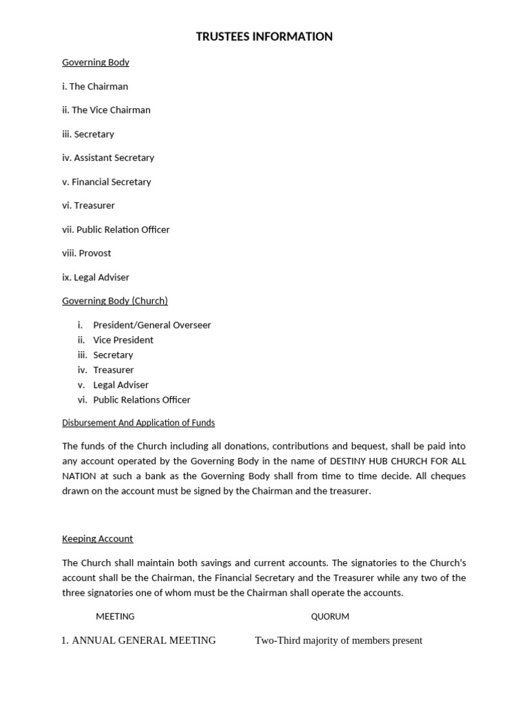 TRUSTEES REGISTRATION TEMPLATE - Doc 2 | PDF