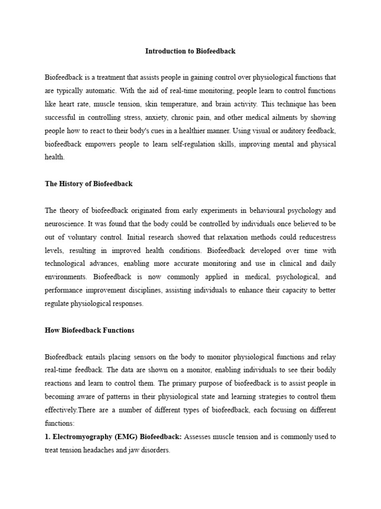 Introduction To Biofeedback | PDF | Anxiety | Mental Health