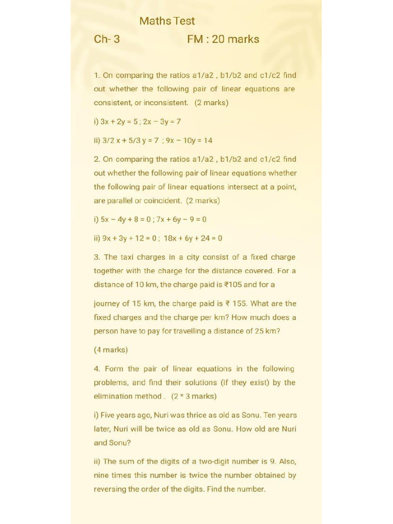 Maths Test 3 | PDF