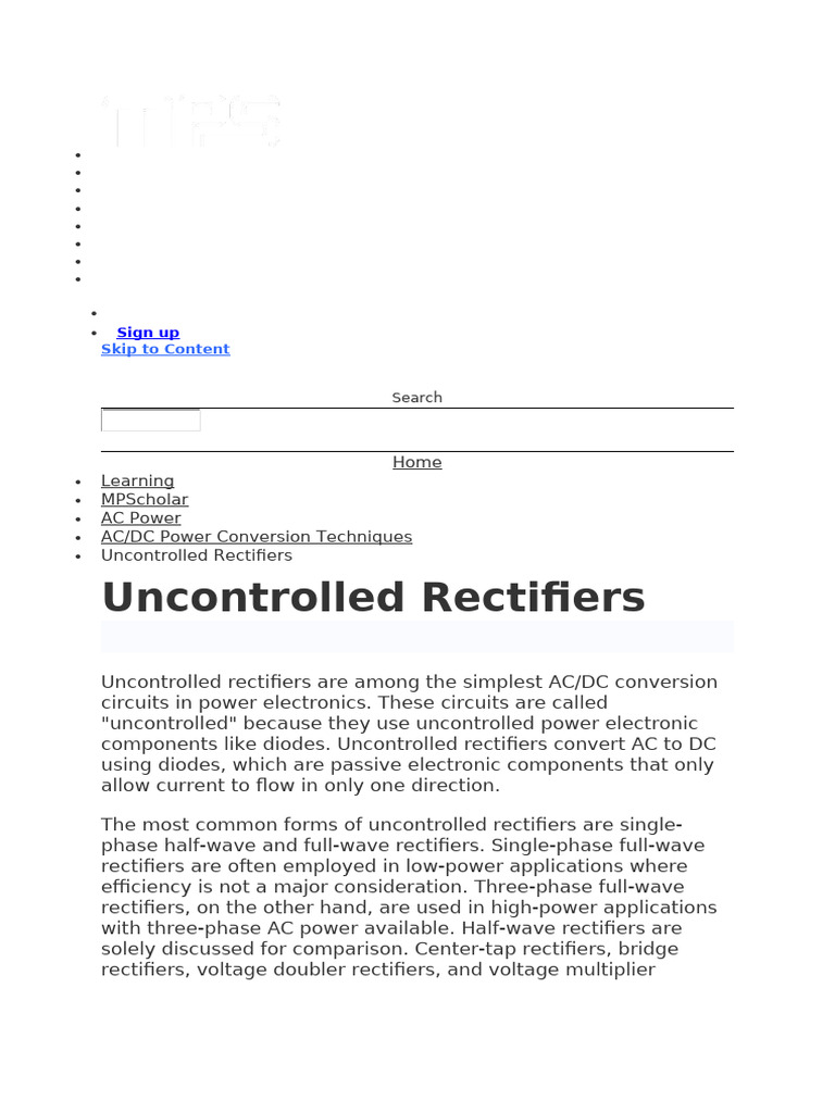 Uncontrolled Rectifiers: Products Applications Design Support Learning Emc Lab About MPS Contact ...