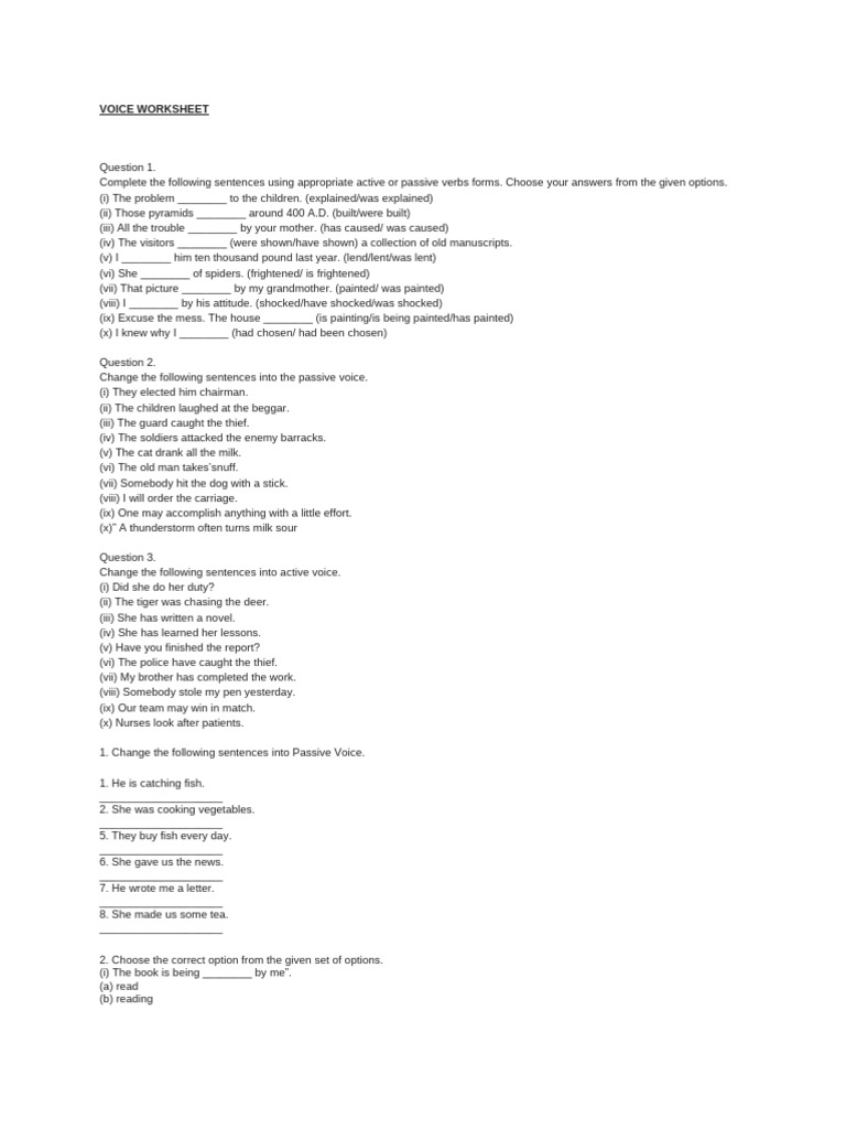 Voice Worksheet | PDF