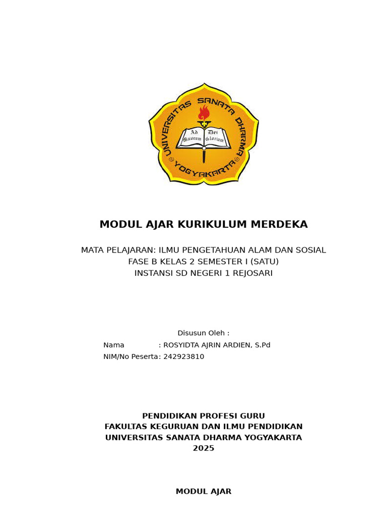 Template Modul Ajar Kurikulum Merdeka PPG UMS (2025 v4) | PDF