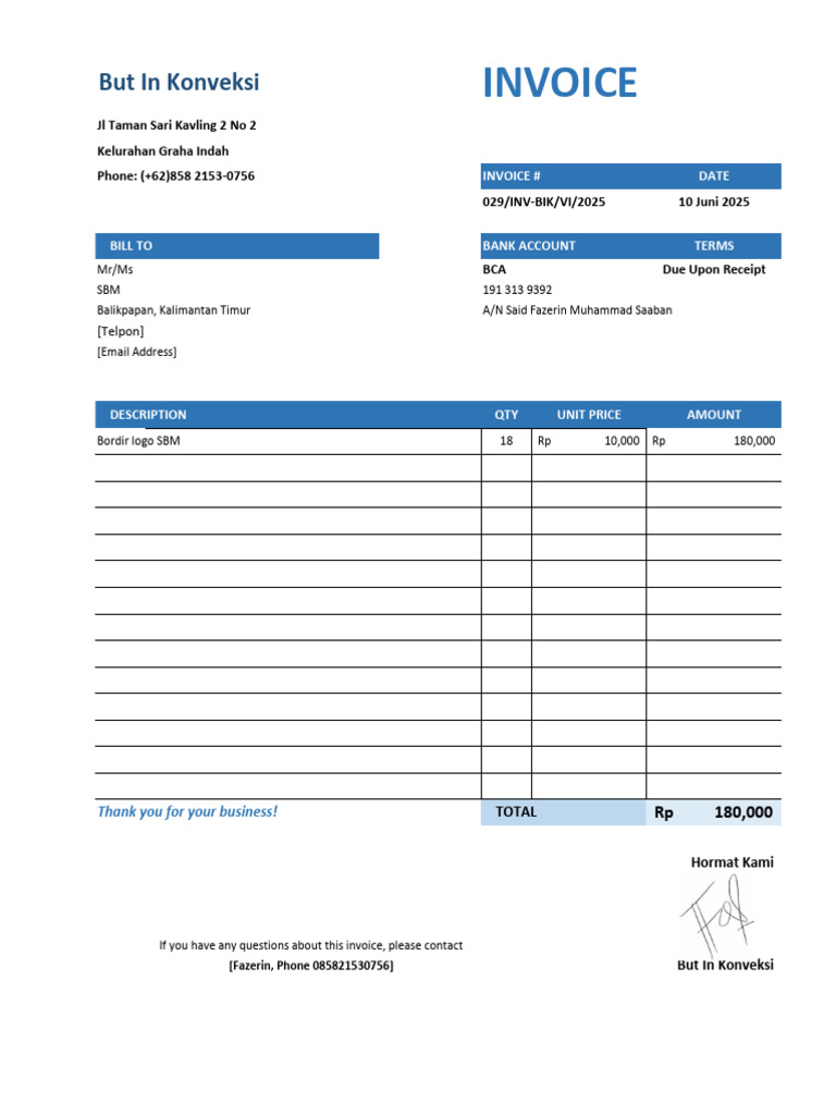 029 Invoice 10062025 - SBM | PDF