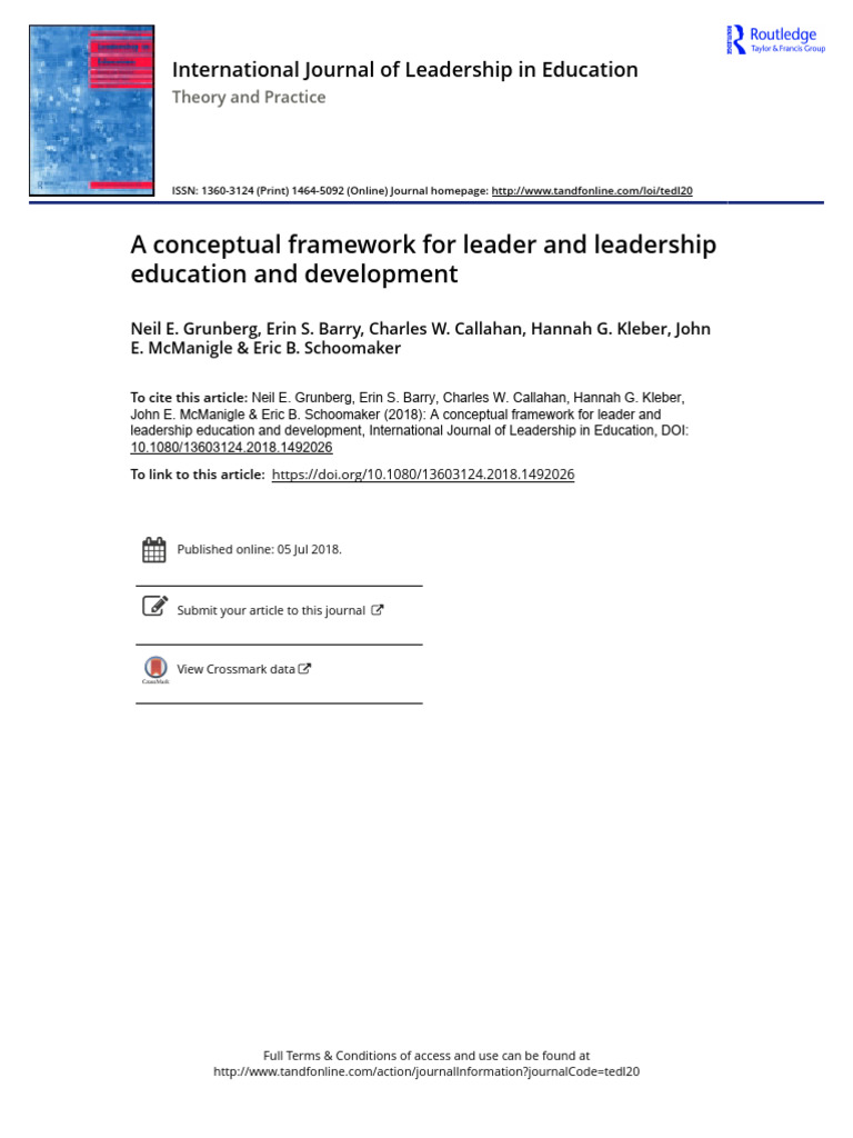2018 A Conceptual Framework For Leader and Leadership Education and ...