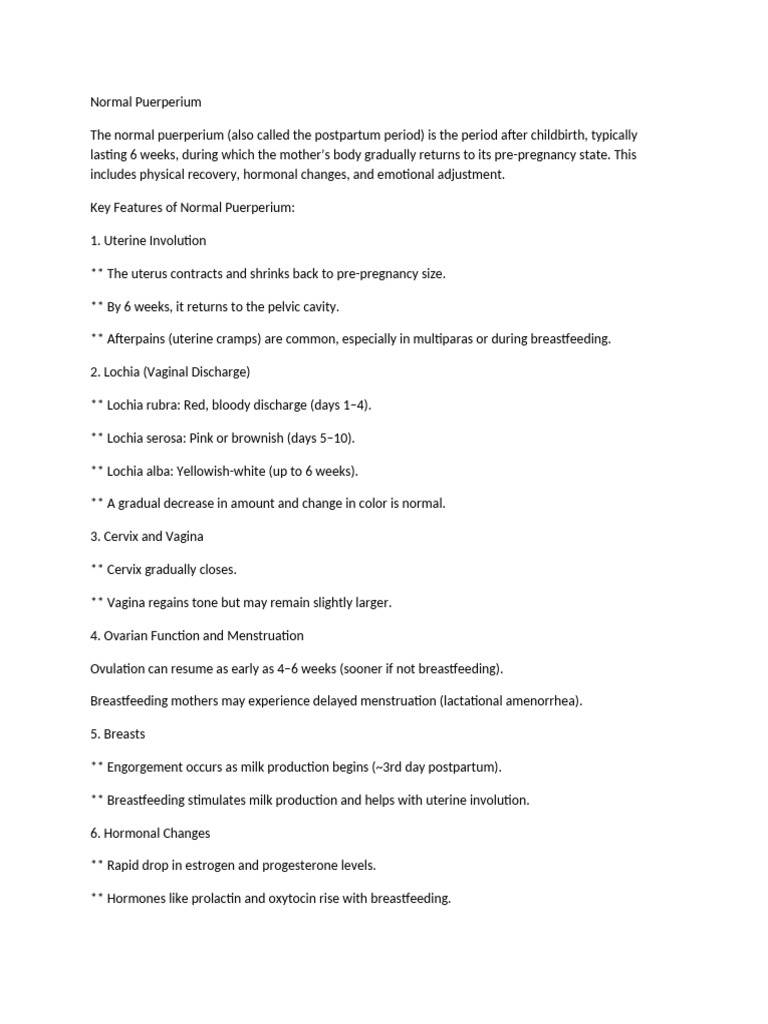 Normal Puerperium | PDF | Postpartum Period | Breastfeeding
