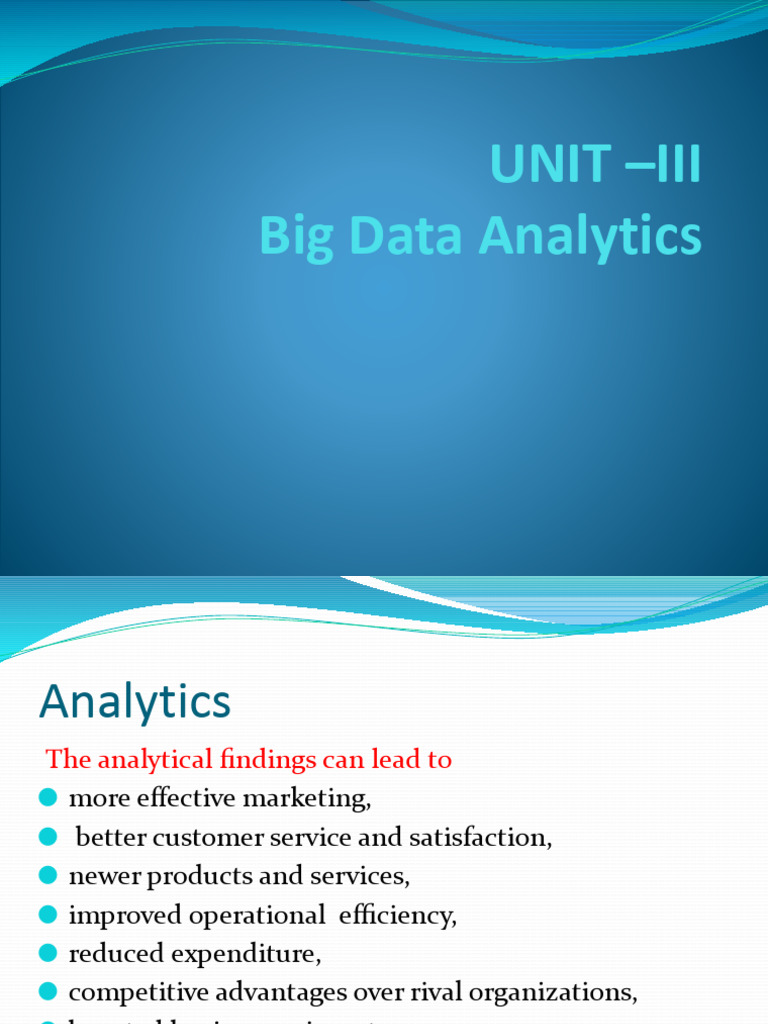 3 UNIT-3 Big Data Analytics | PDF | No Sql | Apache Hadoop