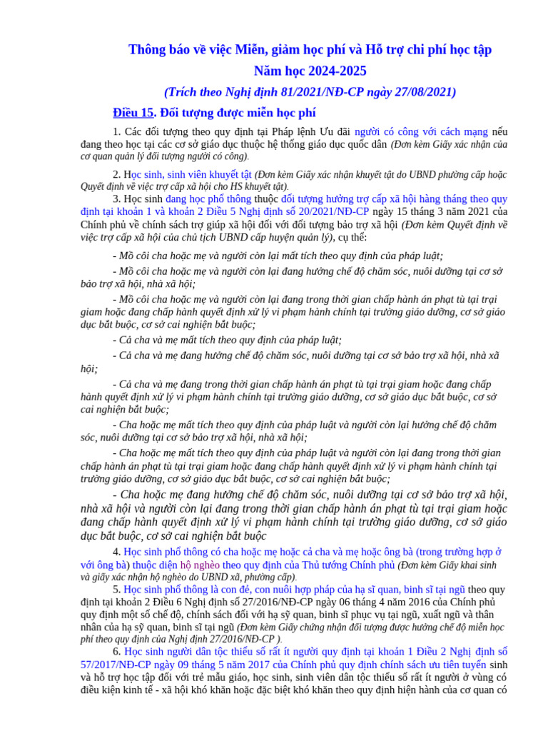 Mẫu Đơn Miễn Giảm Học Phí, Thông Báo | PDF