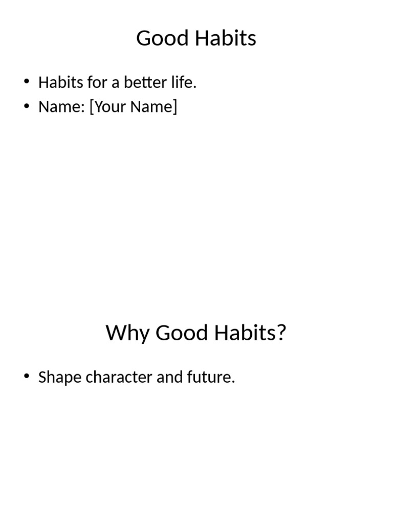 Good Habits | PDF
