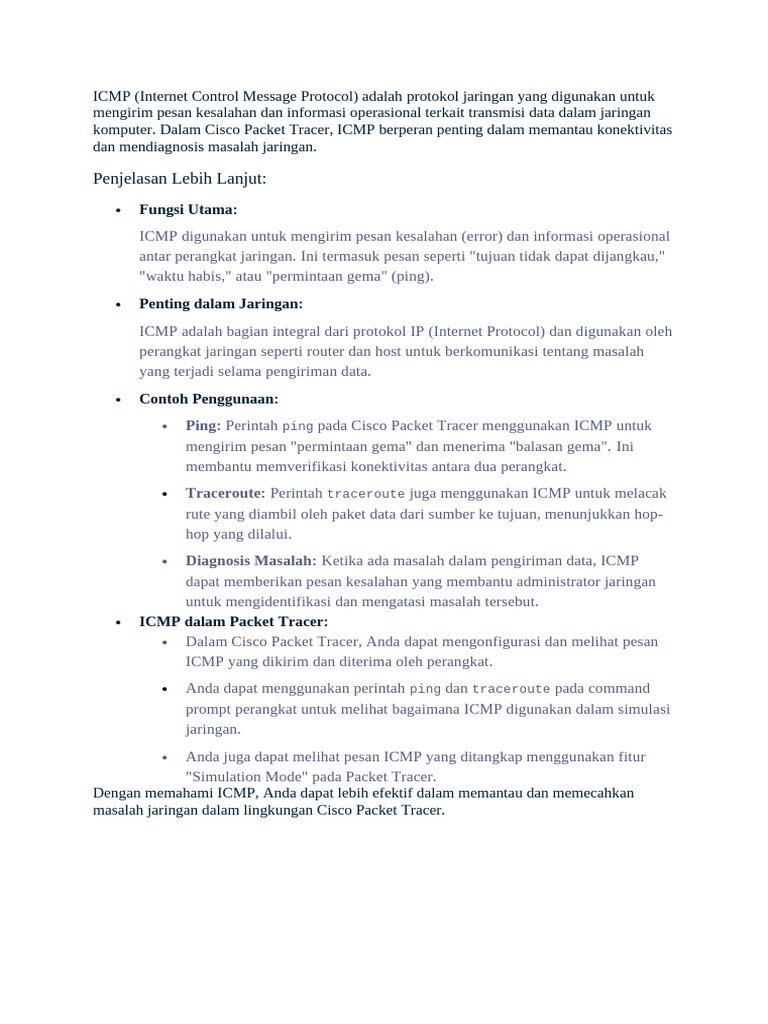 Penjelasan ICMP | PDF