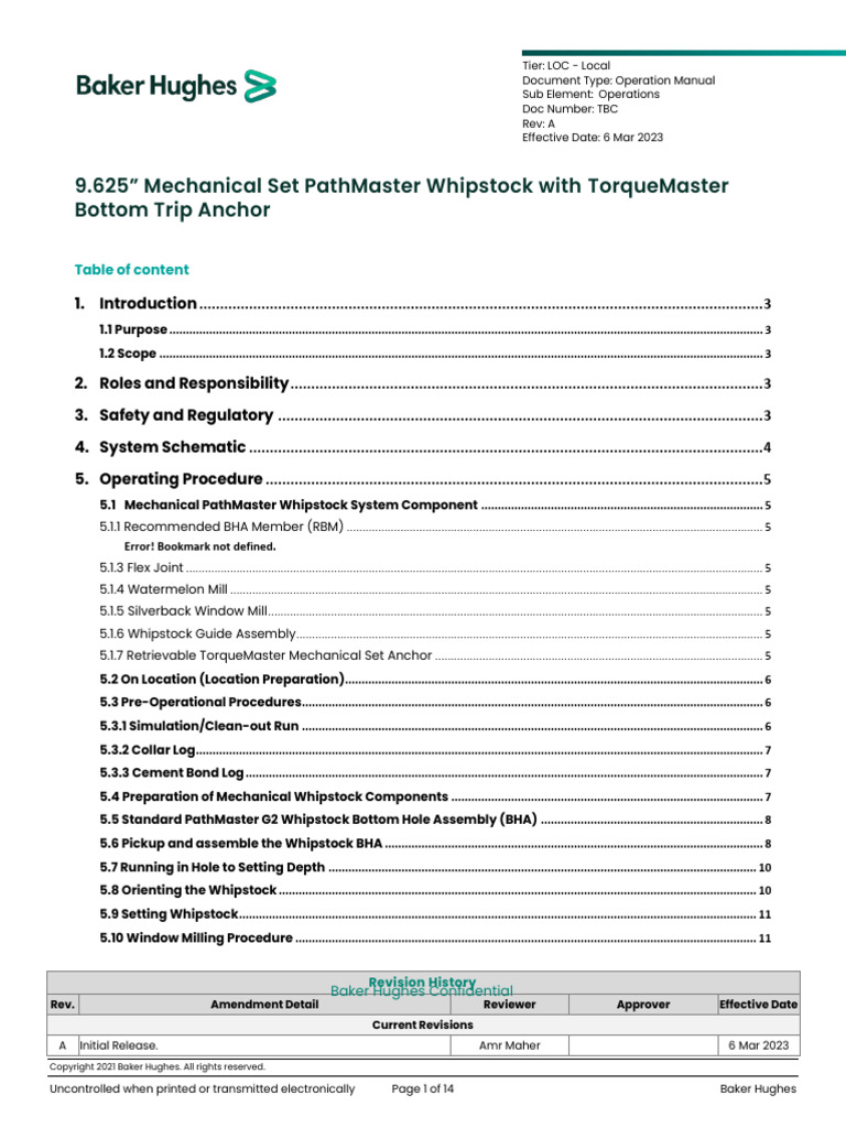 9.625'' Mechanical Set PathMaster Whipstock With TorqueMaster Bottom Trip Anchor | PDF ...