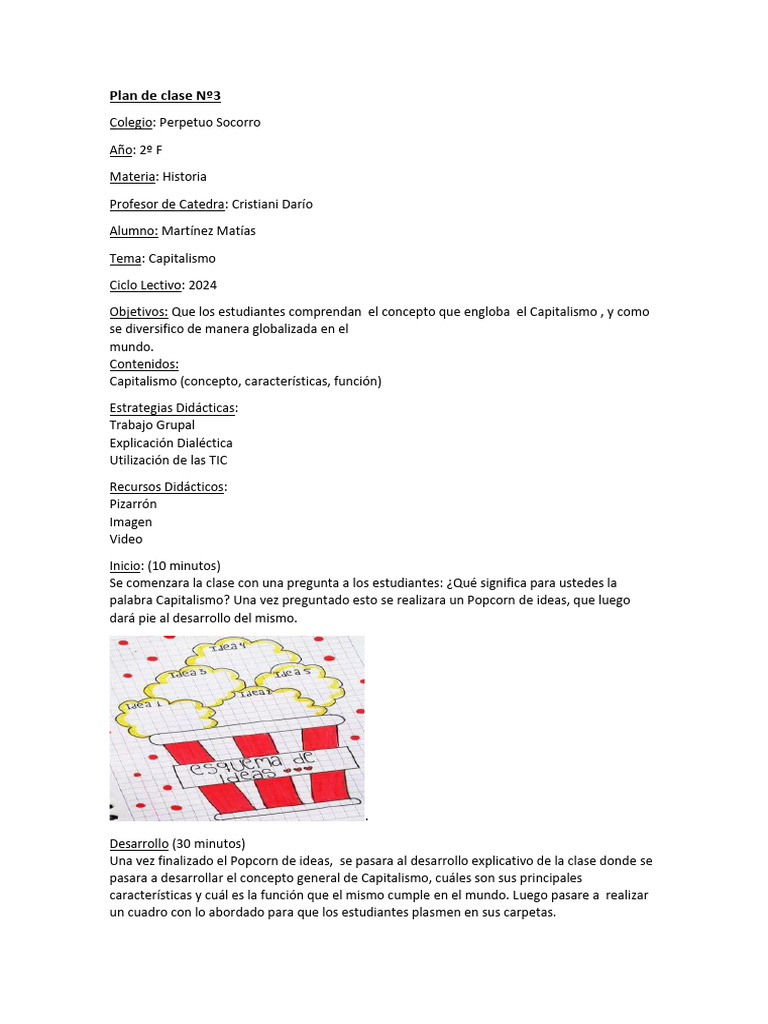 Plan de Clase Historia | PDF