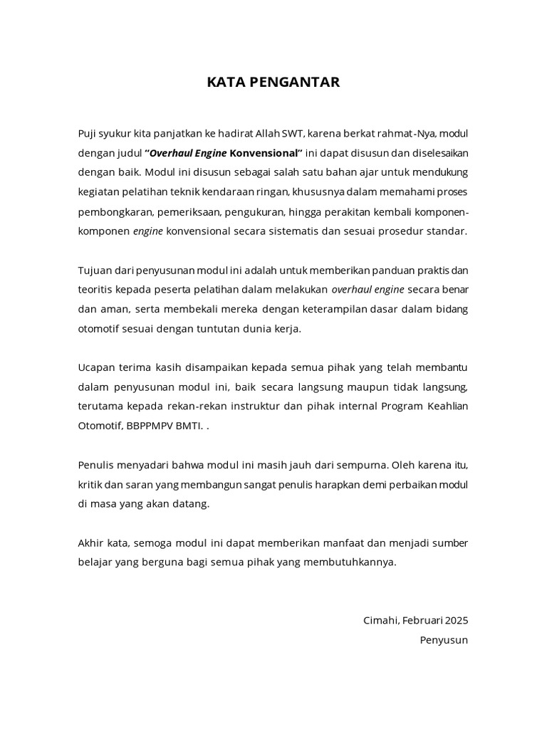 4.2 Pemeriksaan - Pengukuran Komponen Petrol Engine-Mdl | PDF