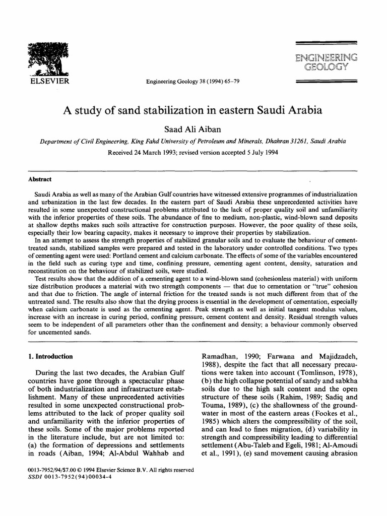 Sand Stabilization Techniques in Saudi Arabia | PDF | Earth Sciences