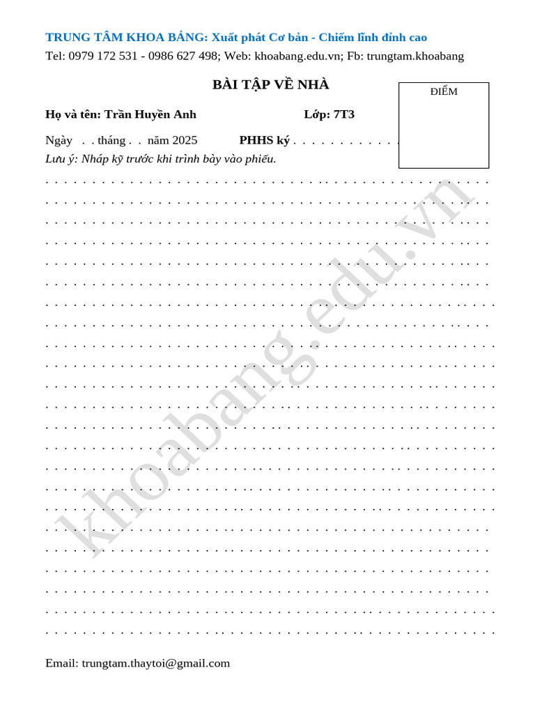 Mẫu phiếu - BTVN | PDF