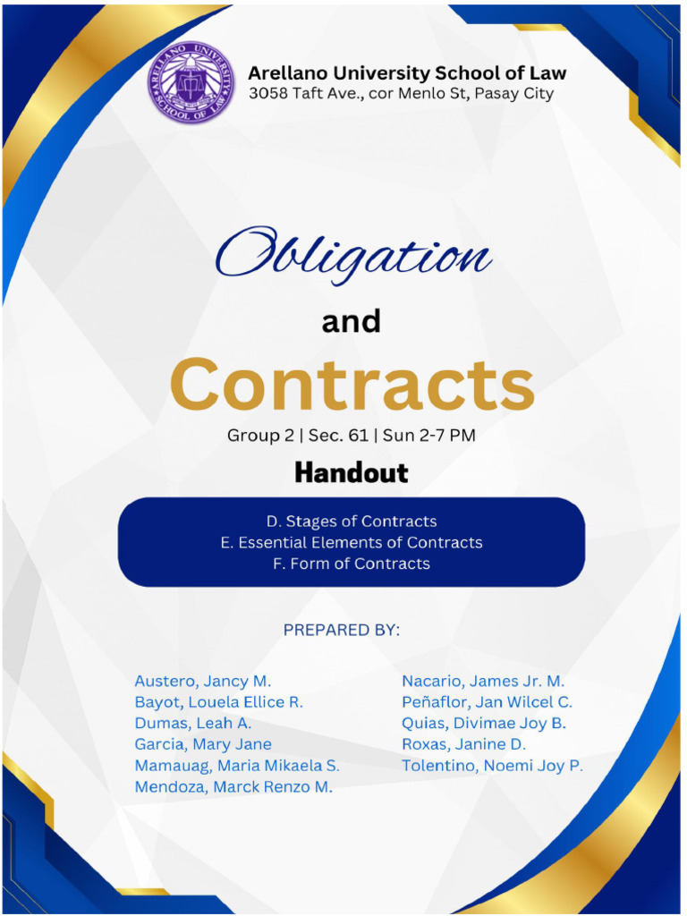 GROUP 2 Handout Sec. 61 Final Draft | PDF | Offer And Acceptance ...