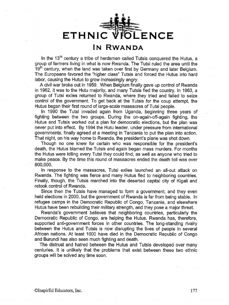 Ethnic Violence in Rwanda - Case Study Reading | PDF