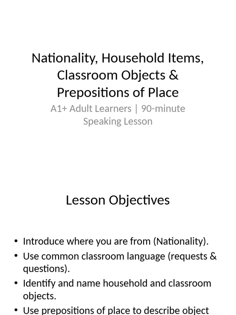 Nationality House Prepositions Lesson | PDF