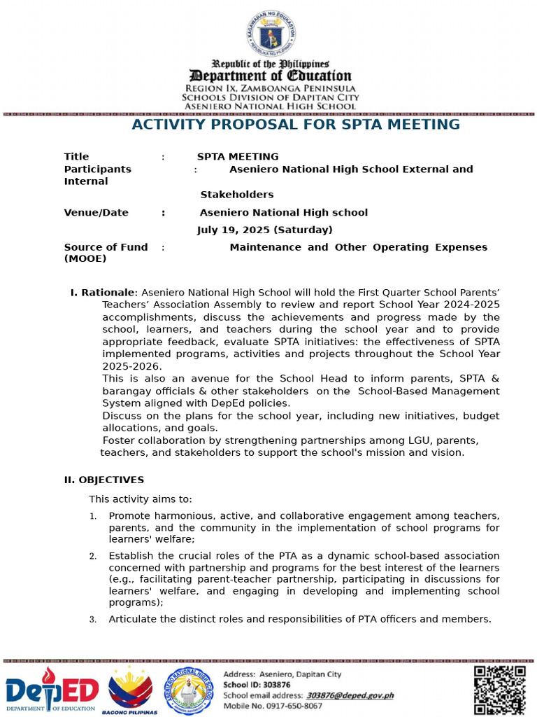 Spta Meeting Activity Proposal | PDF