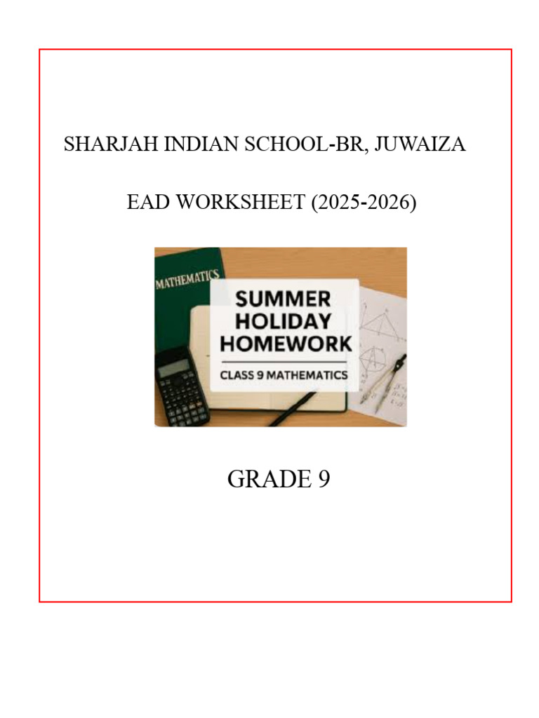 Grade 9 Math Worksheet Overview | PDF | Rectangle | Elementary Mathematics