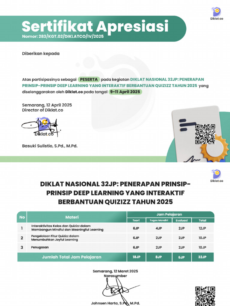 5 Sertifikat 12 Maret 2025 - Diklat Nasional 32JP - Penerapan Prinsip ...
