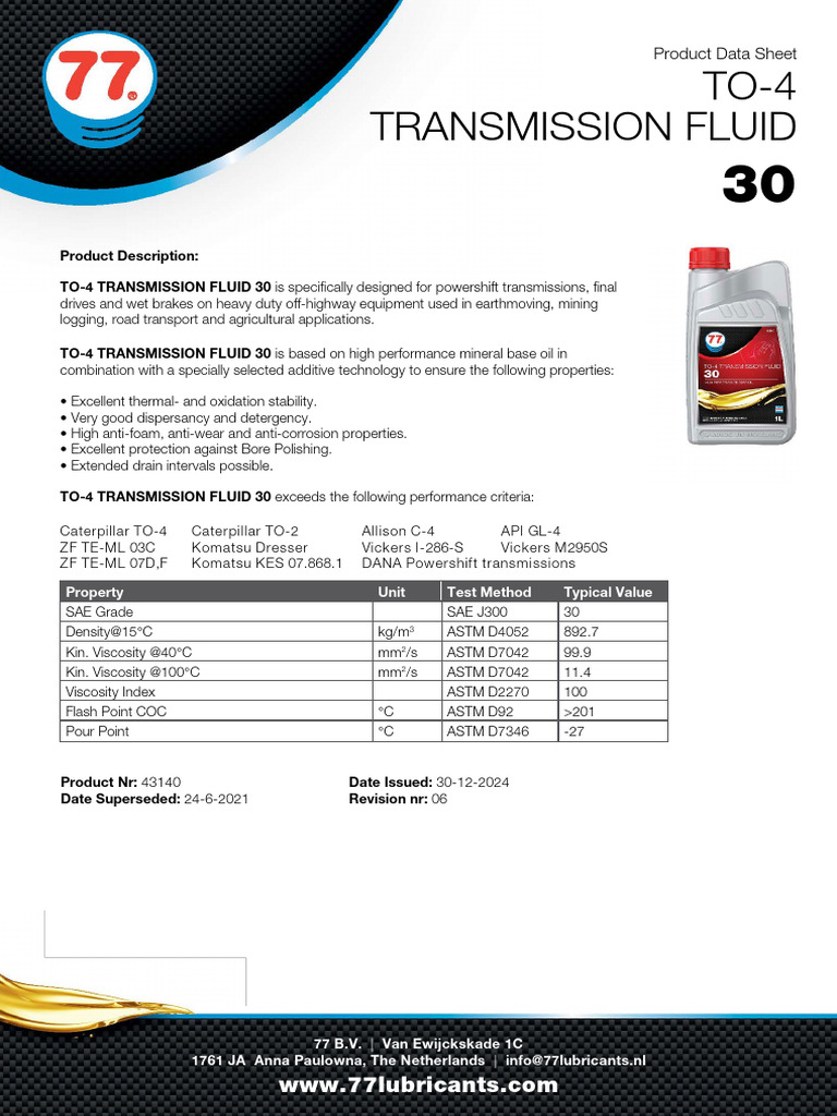 To-4 Transmission Fluid 30 v6 | PDF | Liquids | Oils