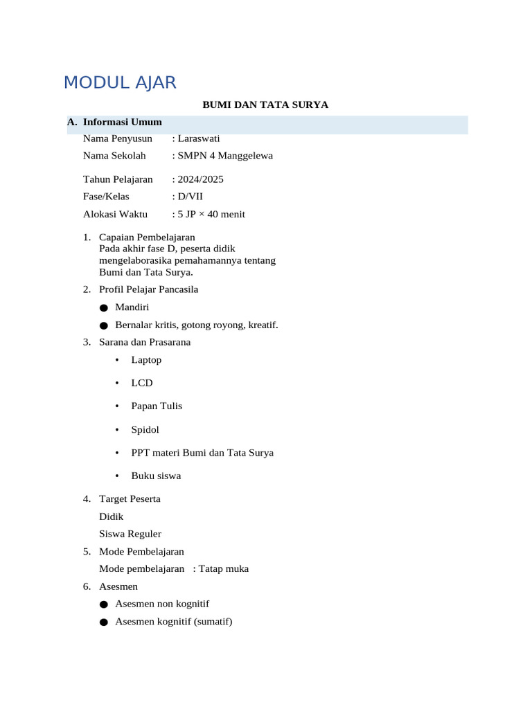 MODUL AJAR Fix Ipa | PDF