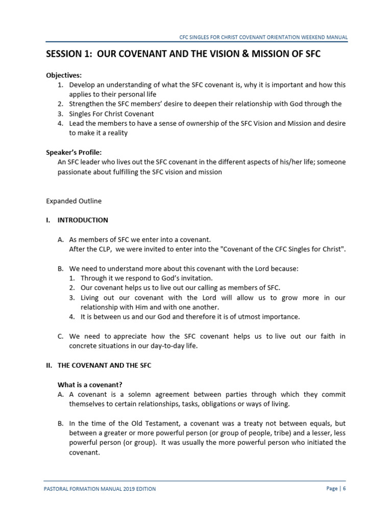 SFC Covenant Orientation Overview | PDF | Jesus | Covenant (Biblical)