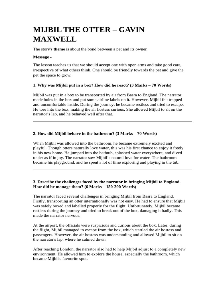 MIJBIL THE OTTER – GAVIN MAXWELL | PDF