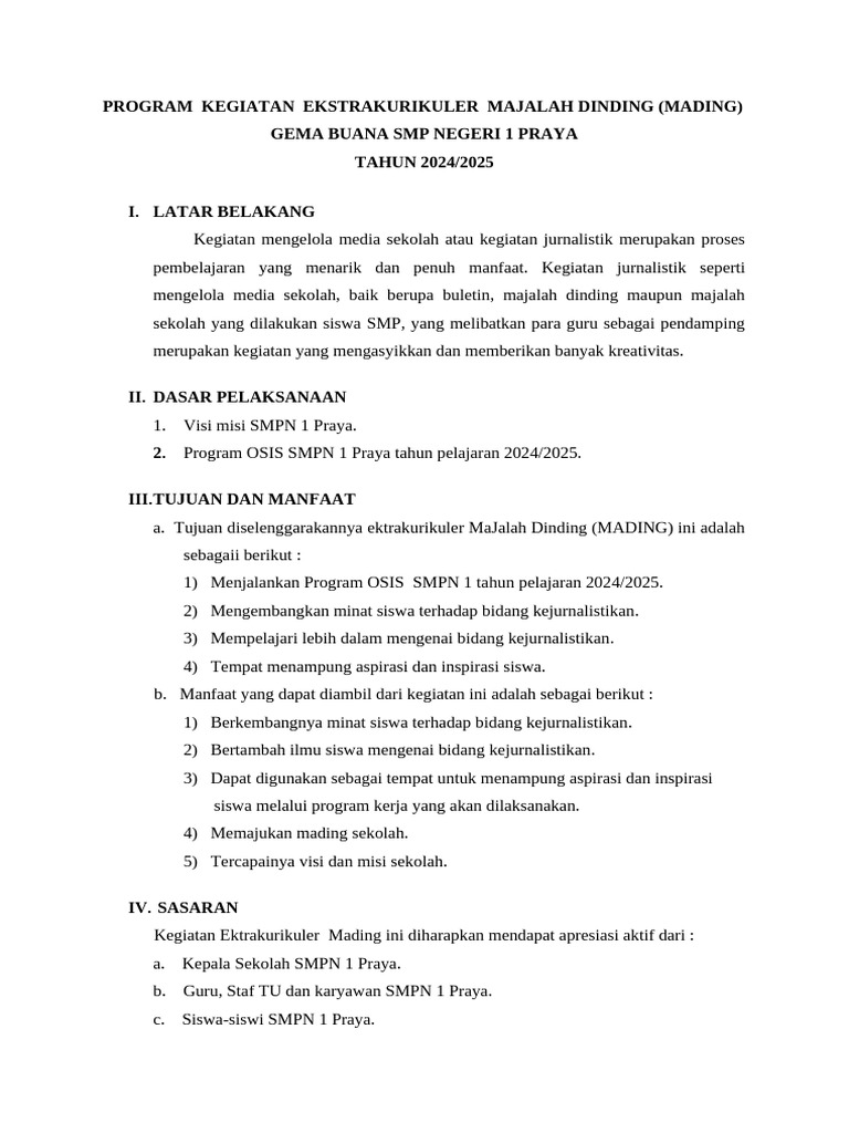 Program Mading 2024-2025 | PDF